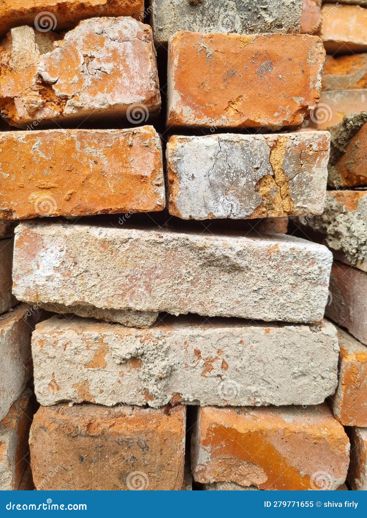 Close Up of Stack Old Red Clay Brick Stock Image - Image of close ...