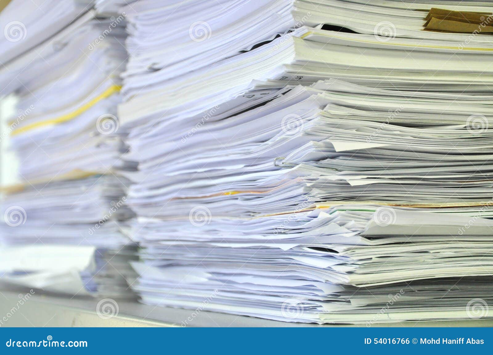 Close Up Stack of Papers, Books and File ~ Soft Focus Stock Photo ...