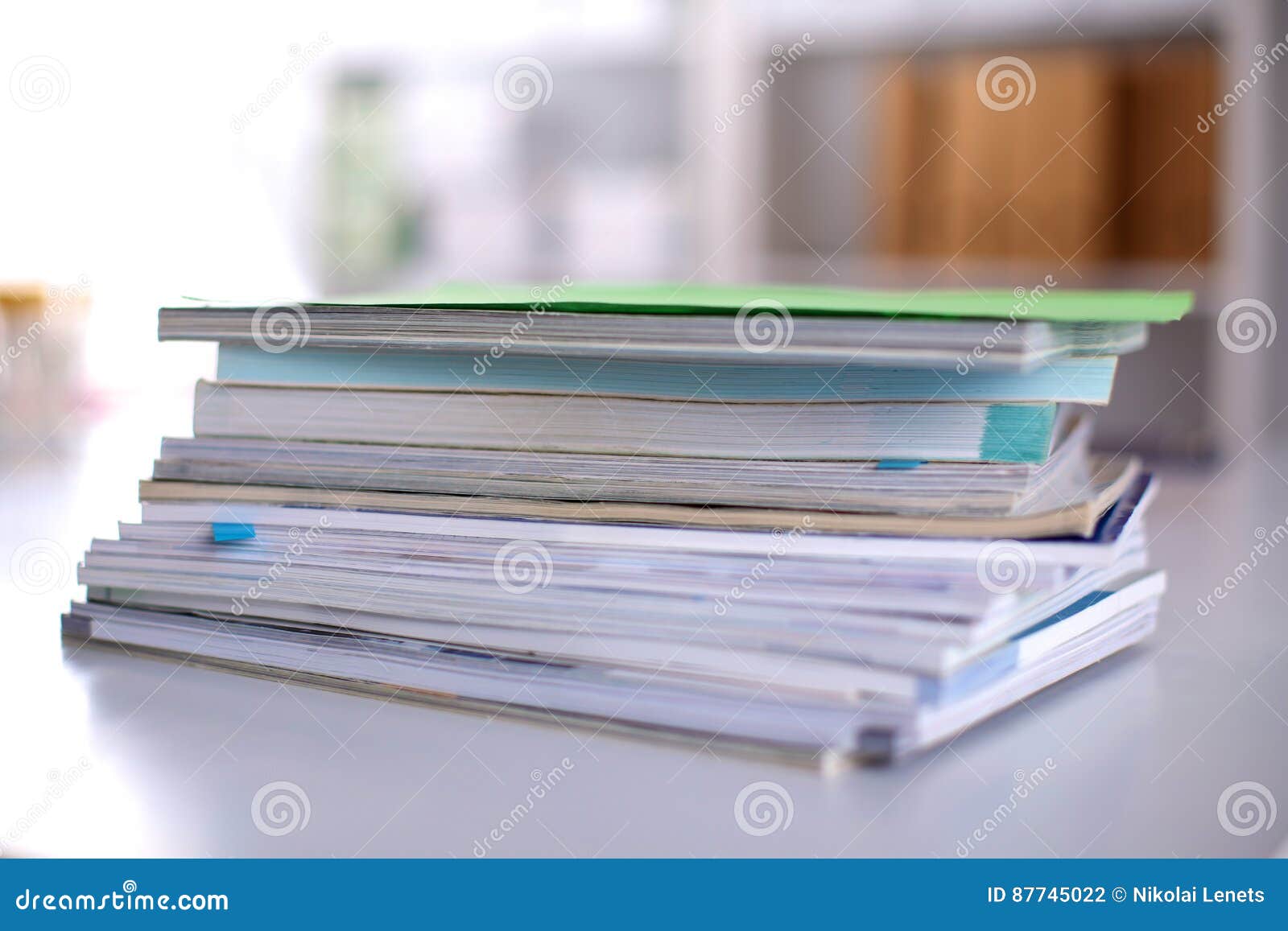 Close Up of Stack of Papers on White Background Stock Photo - Image of ...