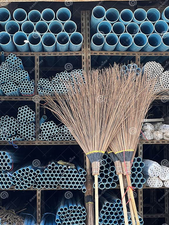 Stack of Pvc Pipes and Concrete Material for Construction Stock Photo ...