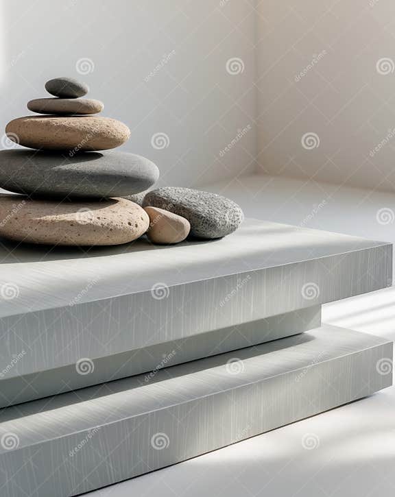 A Close Up of a Stack of Rocks on a Table Stock Image - Image of ...