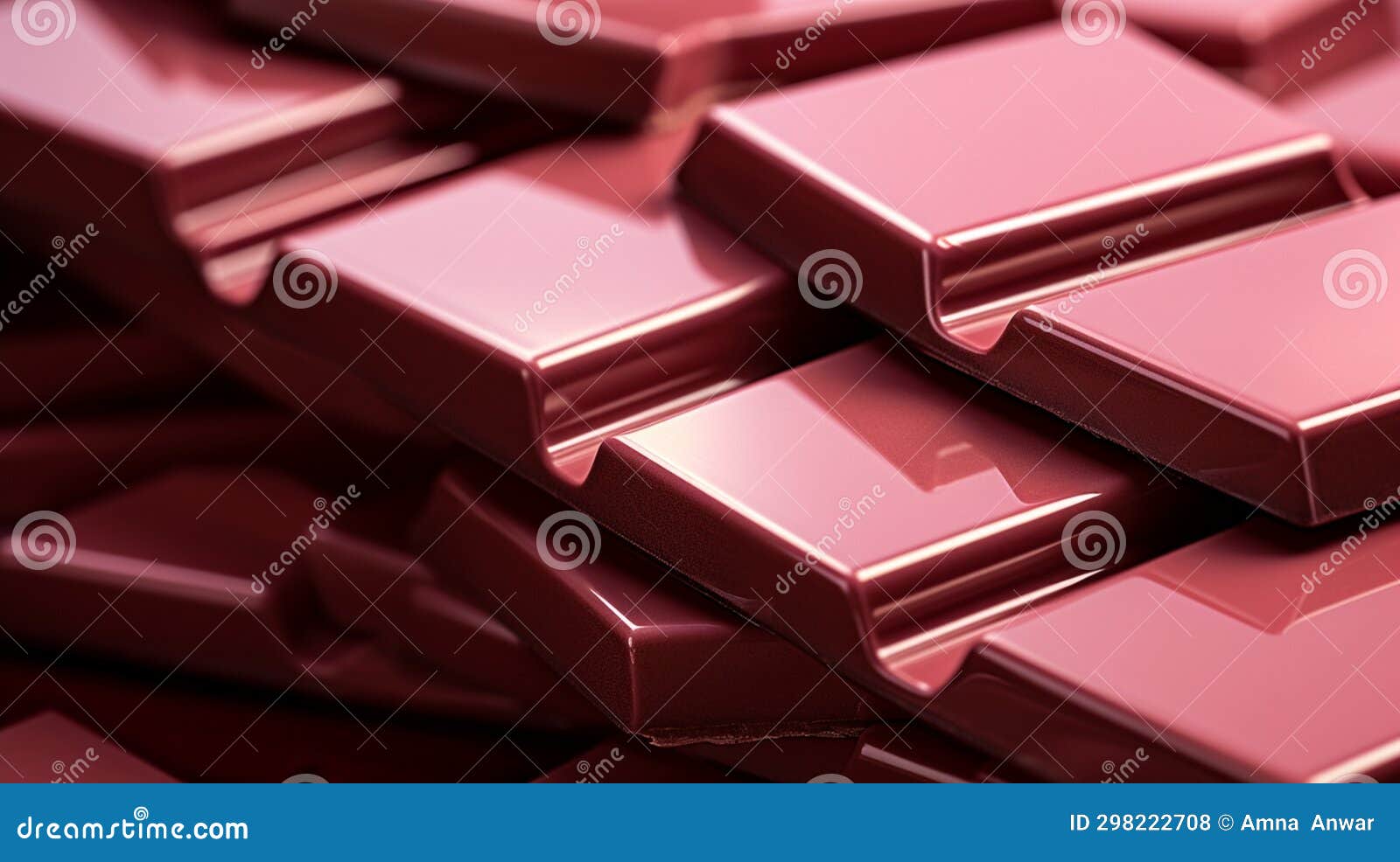 A Close-up of a Stack of Ruby Chocolate Bars, Each One Detailed in ...