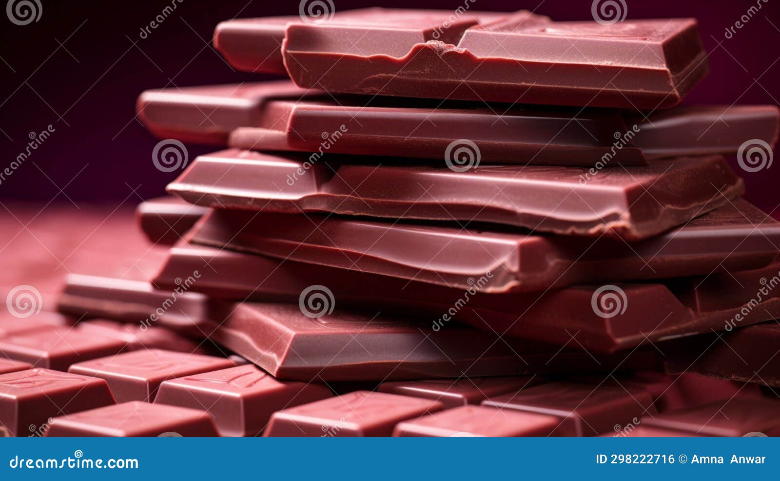 A Close-up of a Stack of Ruby Chocolate Bars, Each One Detailed in ...