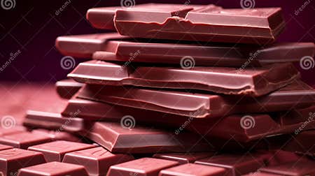 A Close-up of a Stack of Ruby Chocolate Bars, Each One Detailed in ...