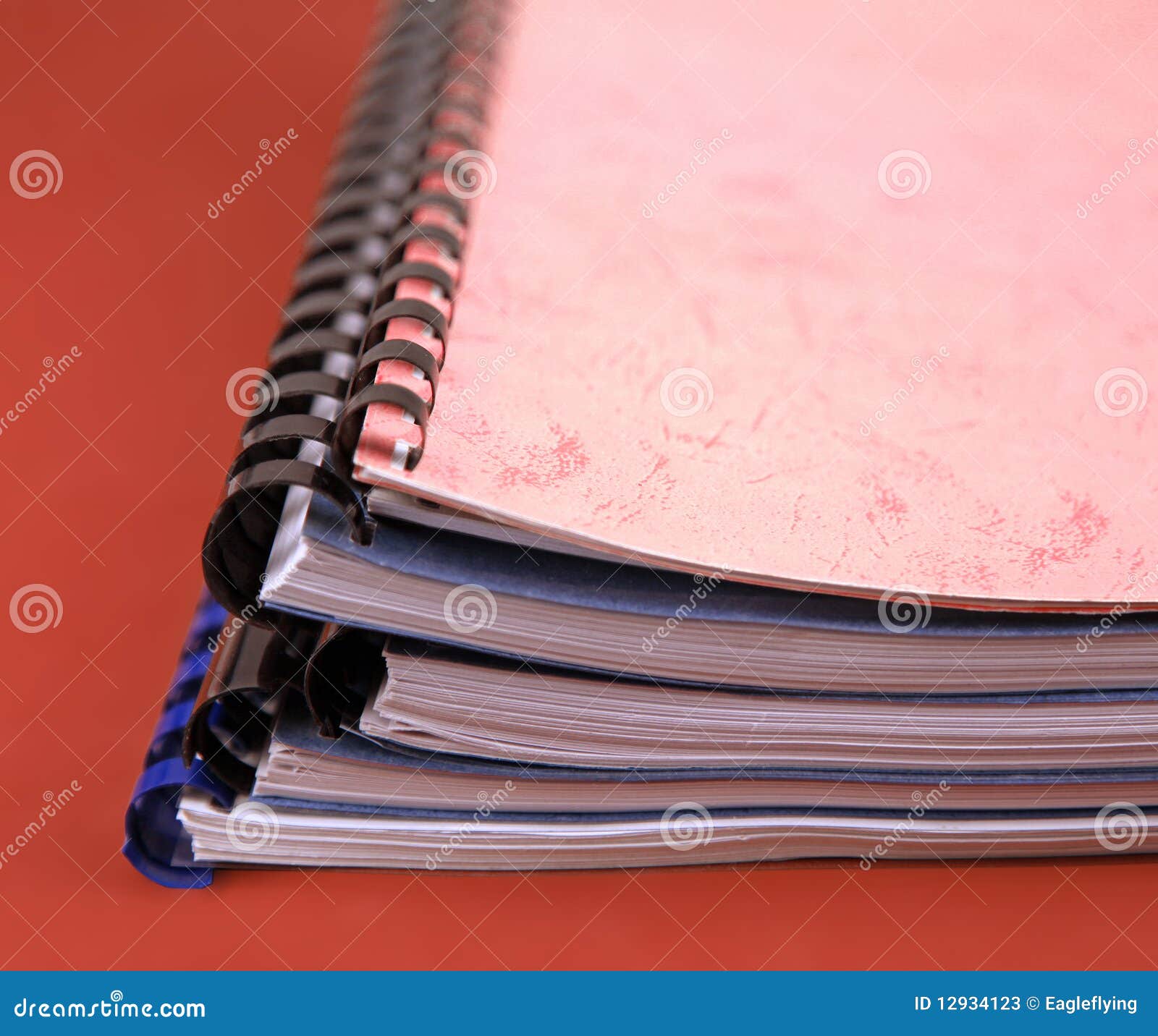 Close-up of a Stack of Spiral Notebooks / Reports Stock Image - Image ...
