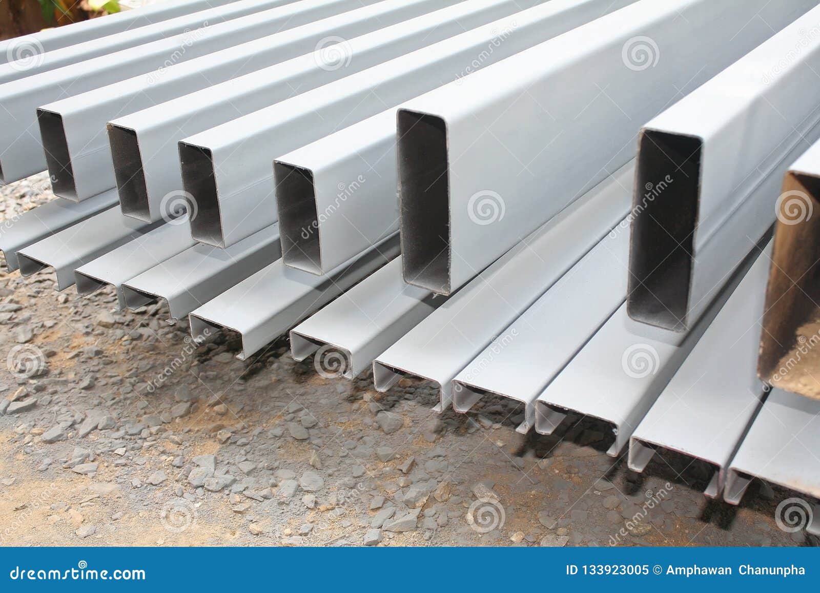 Stack steel on the ground stock image. Image of angle - 133923005