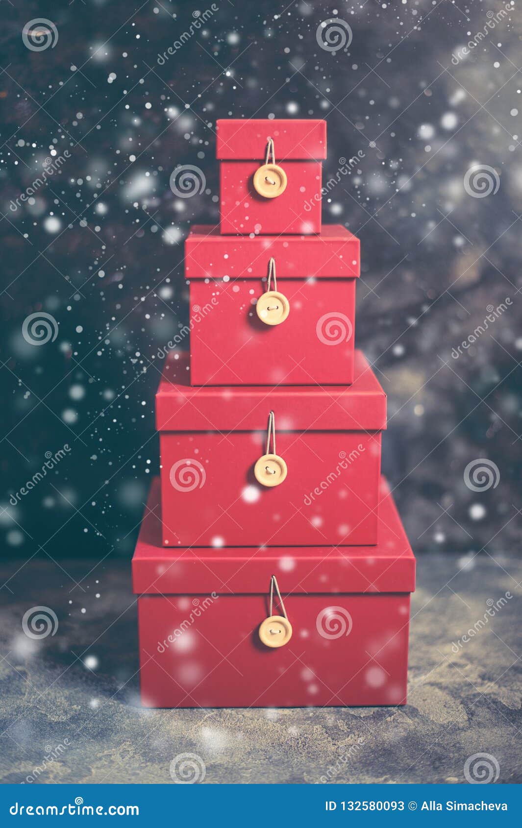 Close Up of a Stack of Storage Boxes on Dark Background Stock Image ...