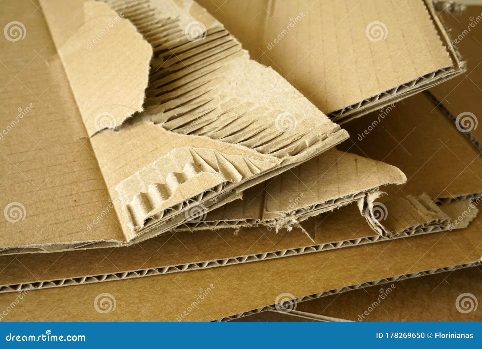 Close-up of Stacked Corrugated Cardboard. Sheets of Brown Corrugated ...