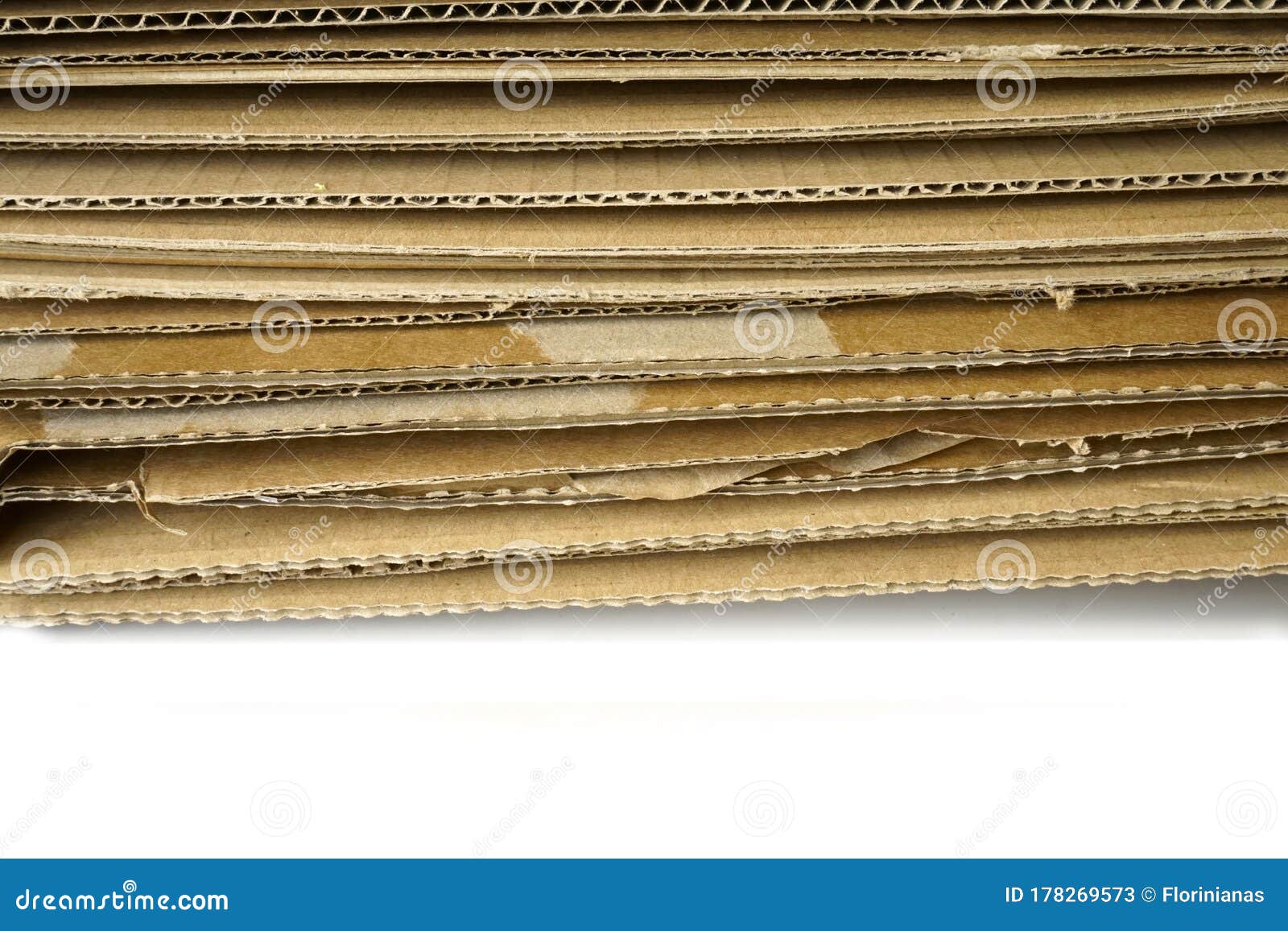 Close-up of Stacked Corrugated Cardboard on White Background Stock ...