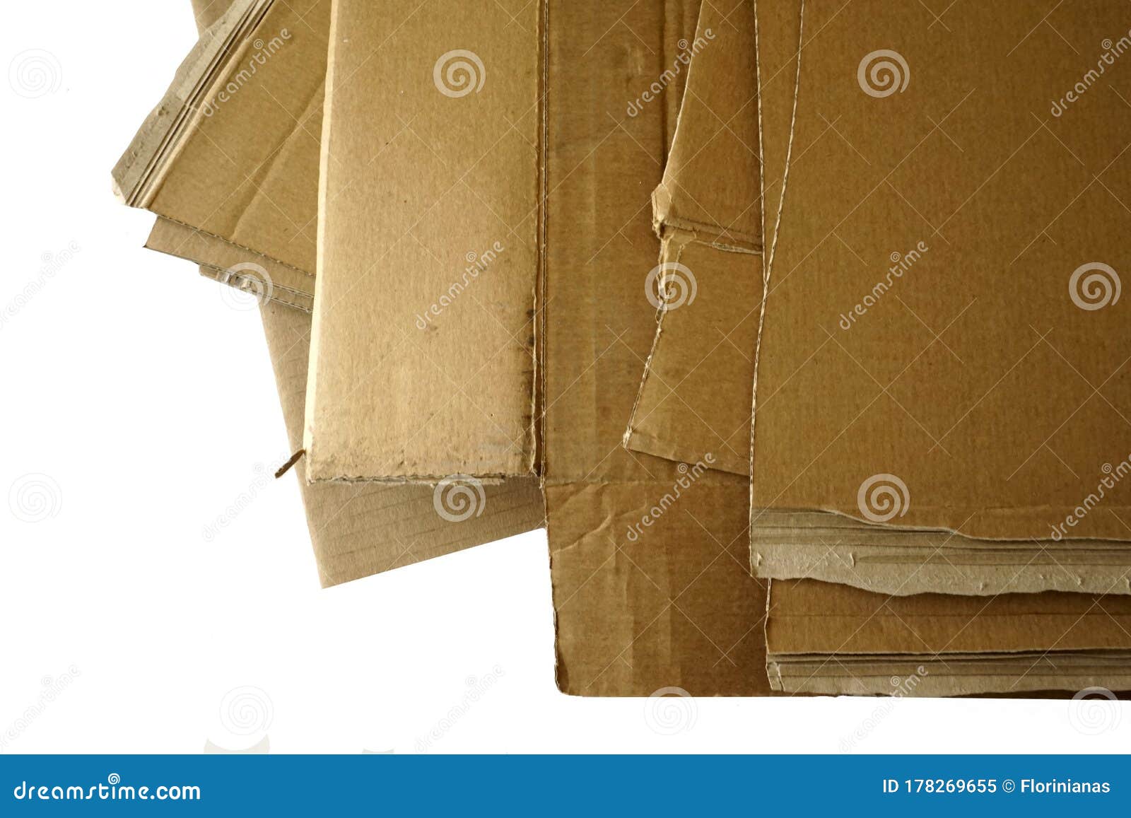 Close-up of Stacked Corrugated Cardboard on White Background Stock ...
