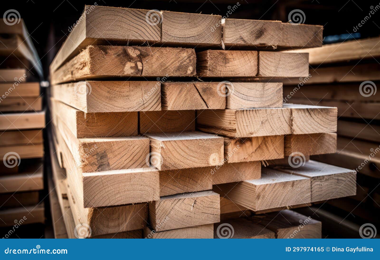 Close-up of Stacked Lumber with Focus on Textures and Patterns Stock ...