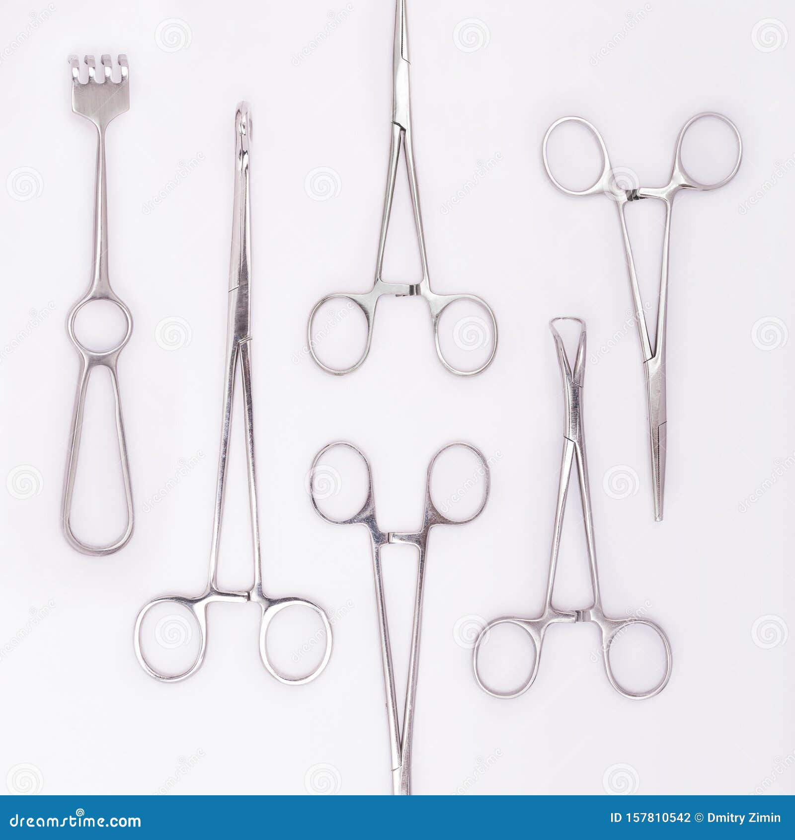Close-up of Steel Surgical Instruments on White Background Stock Photo ...