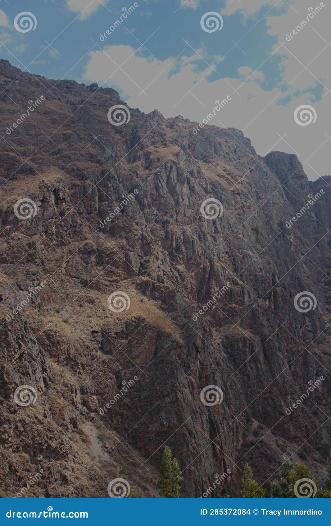 Close Up of the Stark Mountainside and Ridgeline of the Patacancha ...