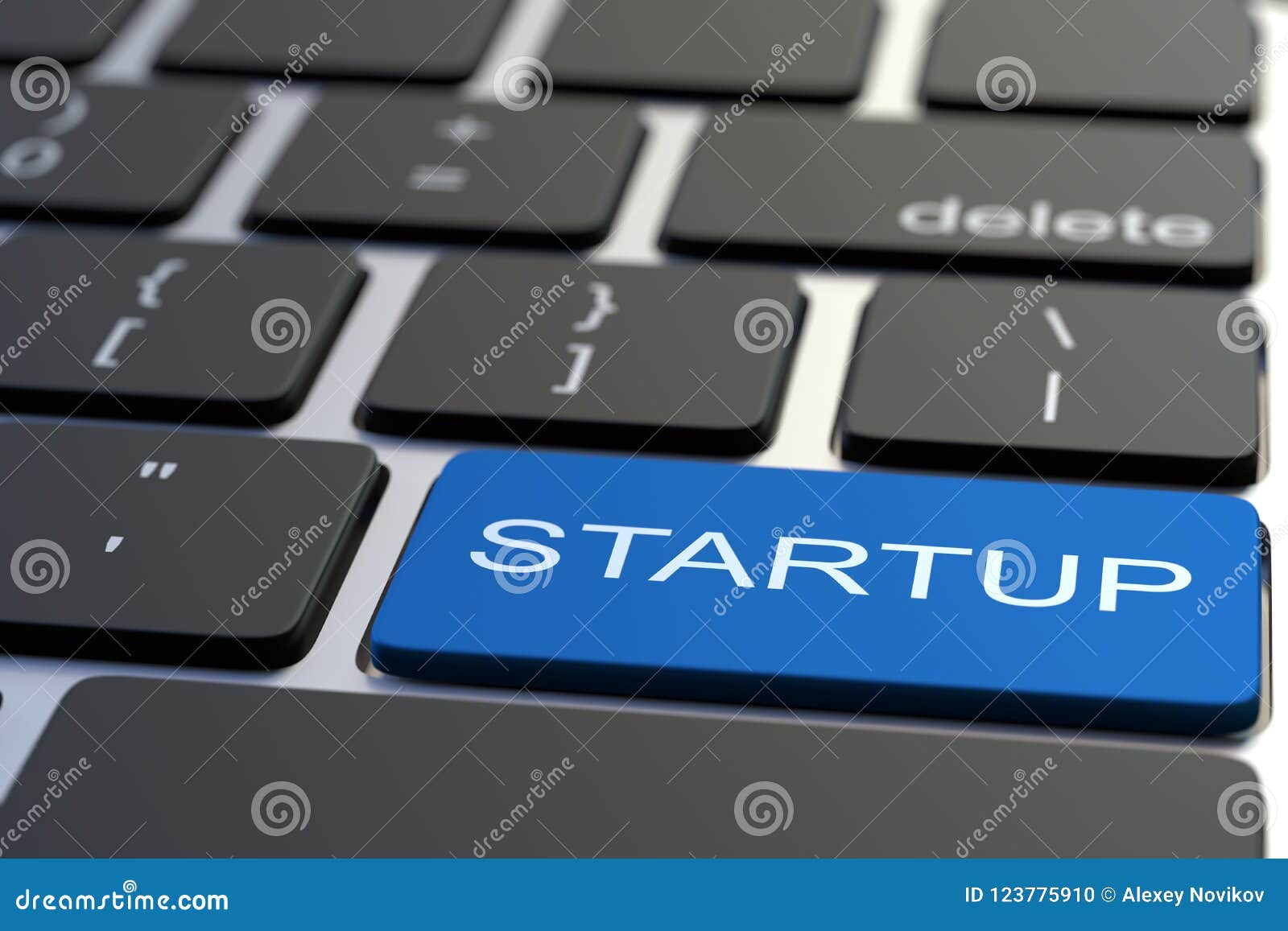 Close-up of STARTUP Key on the Keyboard. 3D Rendering Stock ...