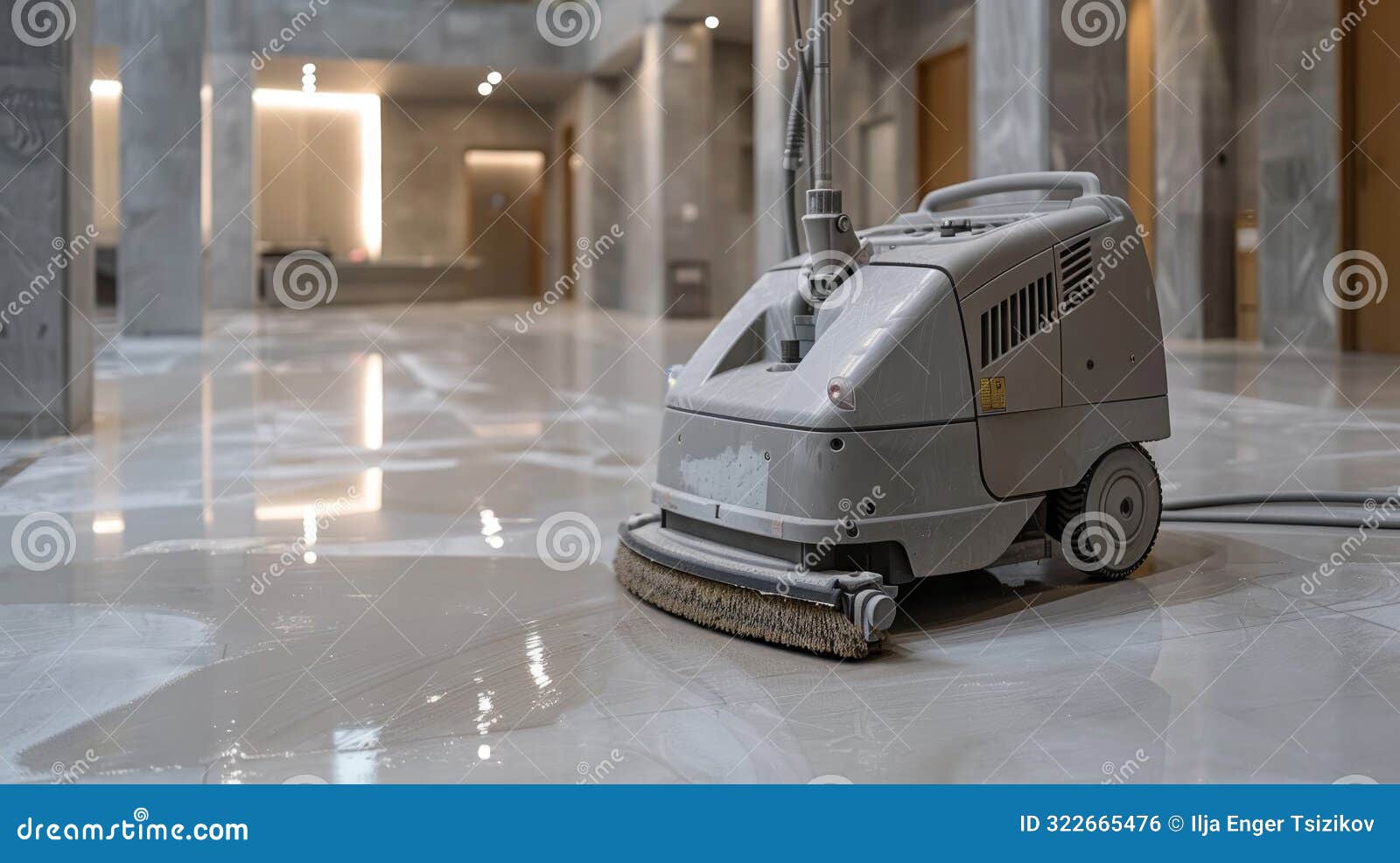 Close Up Of State Of The Art Floor Buffer Machine On Newly Polished ...