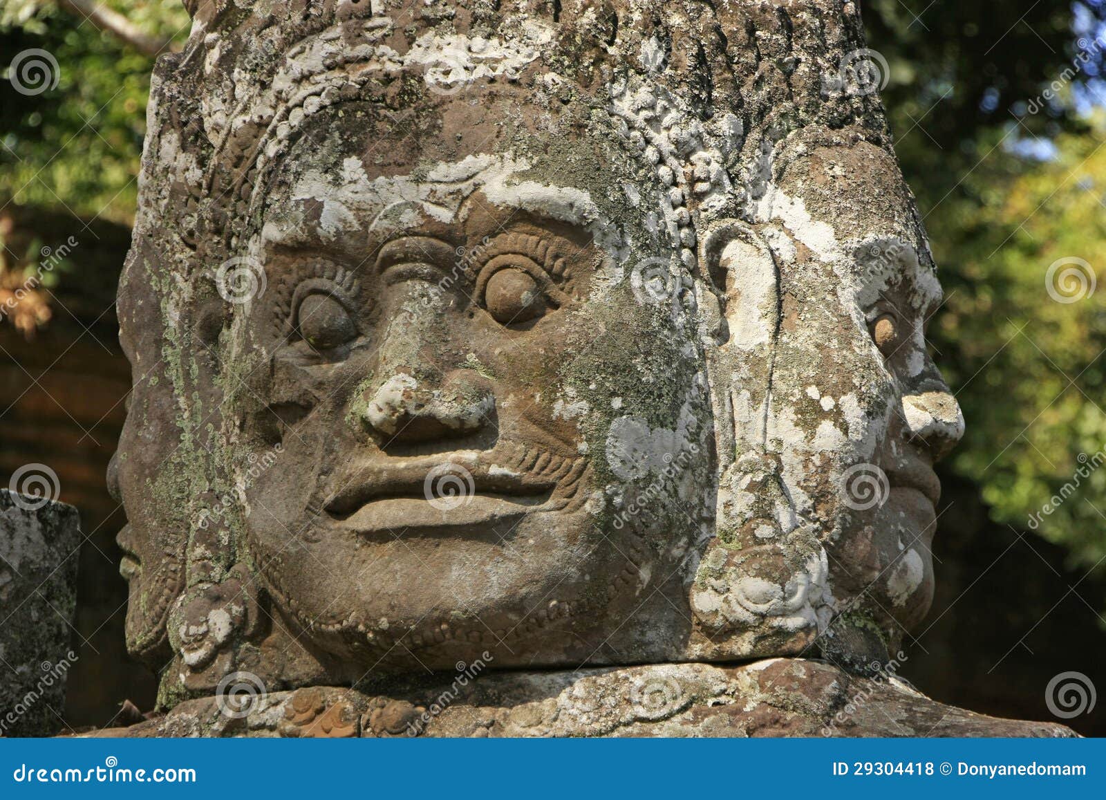 Close Up of Statue, Victory Gate Bridge, Angkor Thom Stock Photo ...