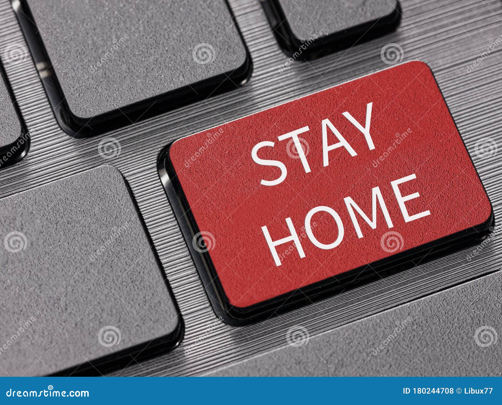 Close Up Stay Home Key on Computer Keyboard Warning Message Concept ...