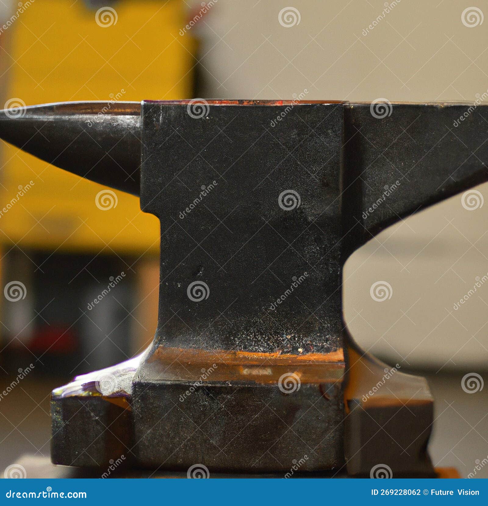 Close Up of Steel Anvil Lying on Table in Workshop Stock Photo - Image ...