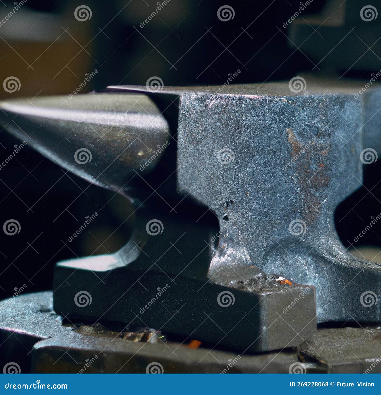 Close Up of Steel Anvil Lying on Table in Workshop Stock Photo - Image ...
