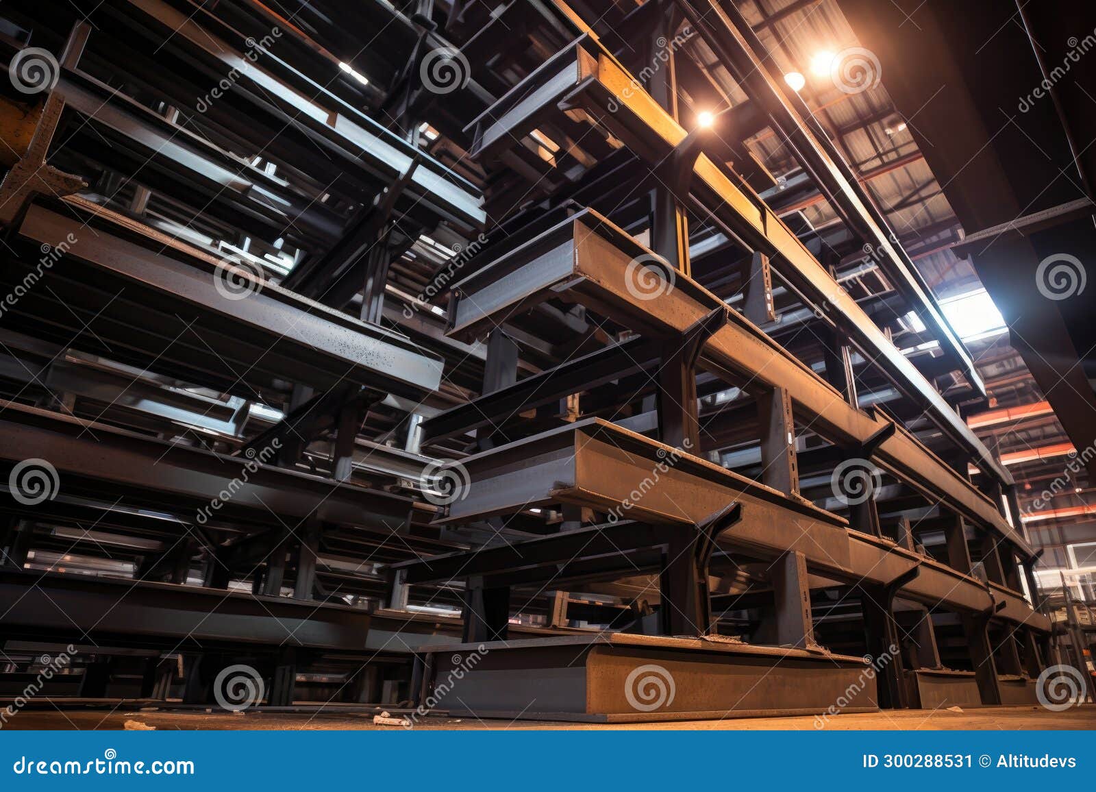 Close-up of Steel Beams Stacked in a Warehouse Stock Image - Image of ...