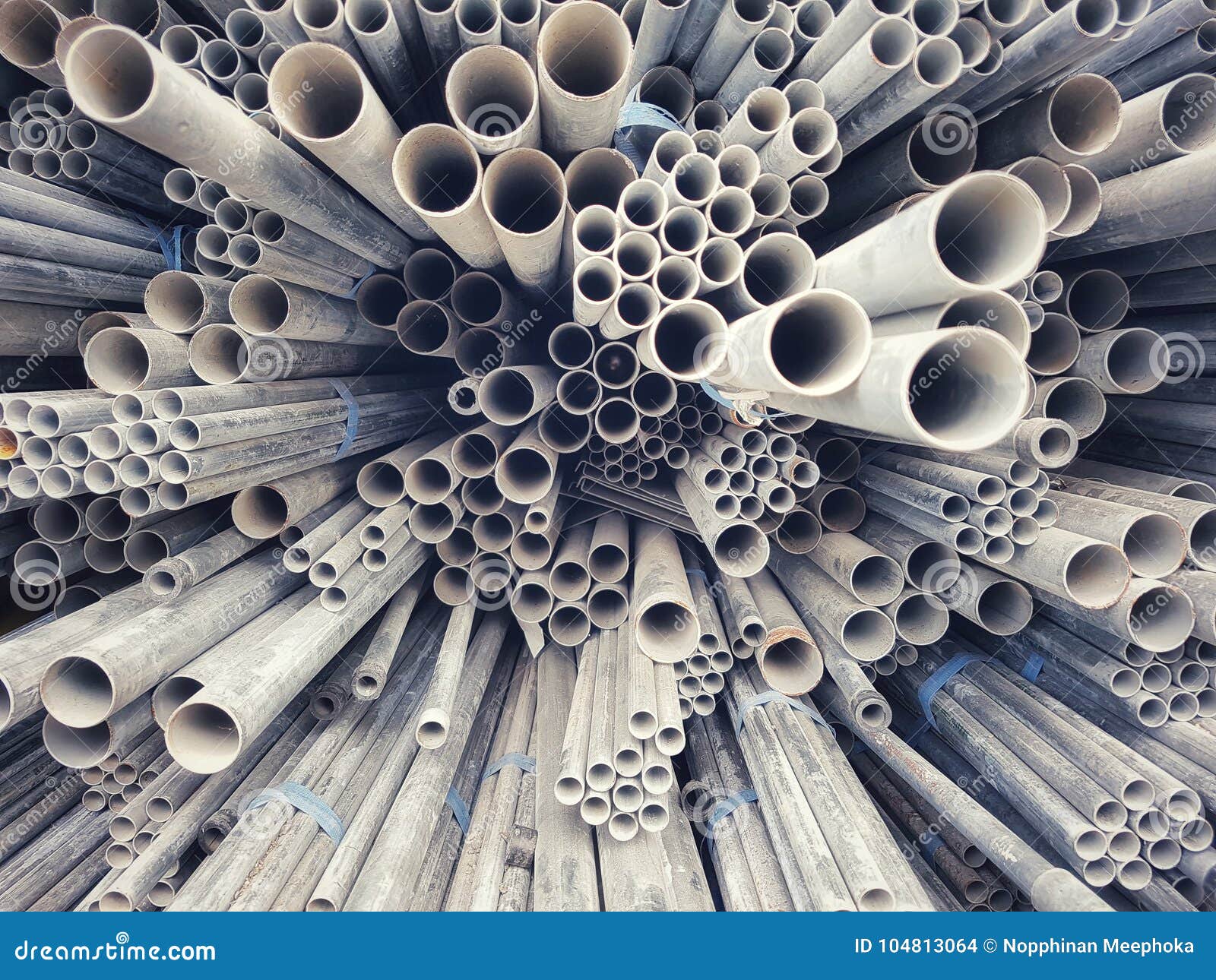 Close Up Steel Pipes of Various Sizes Placed Stacked Stock Photo ...