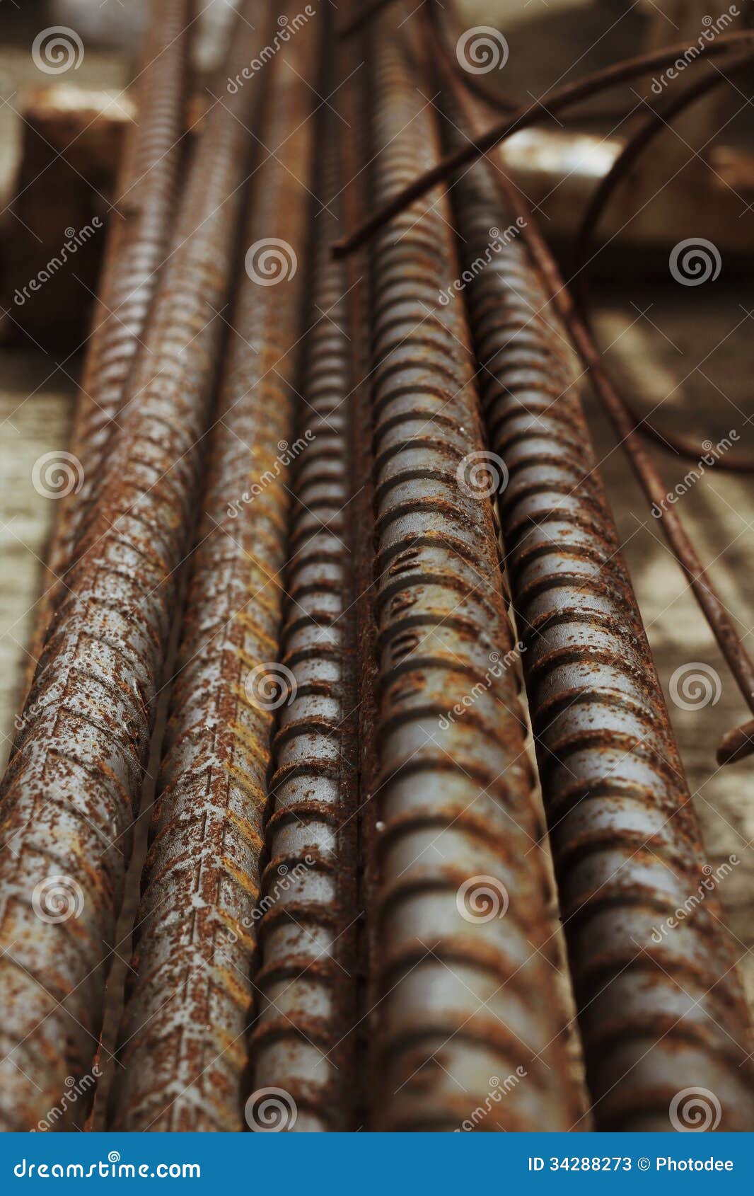 Close up steel rod stock image. Image of concrete, deformed - 34288273
