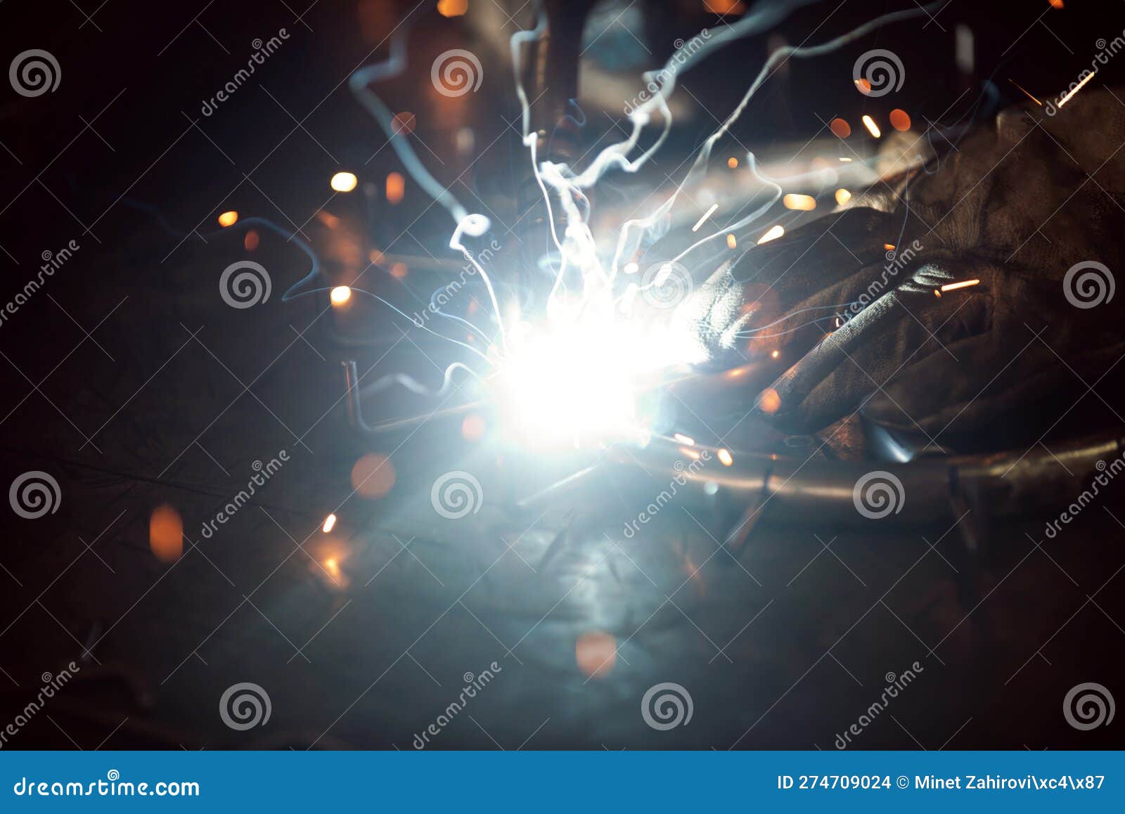 Close Up of the Steel Welding Process. Work in the Heavy Steel Industry ...