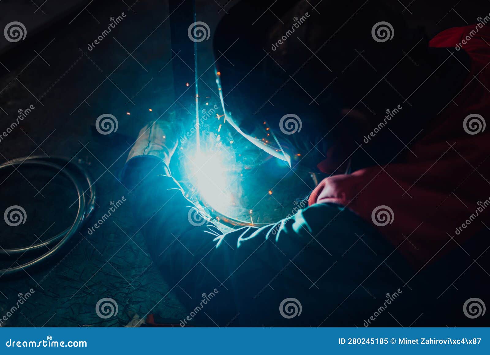 Close Up of the Steel Welding Process. Work in the Heavy Steel Industry ...