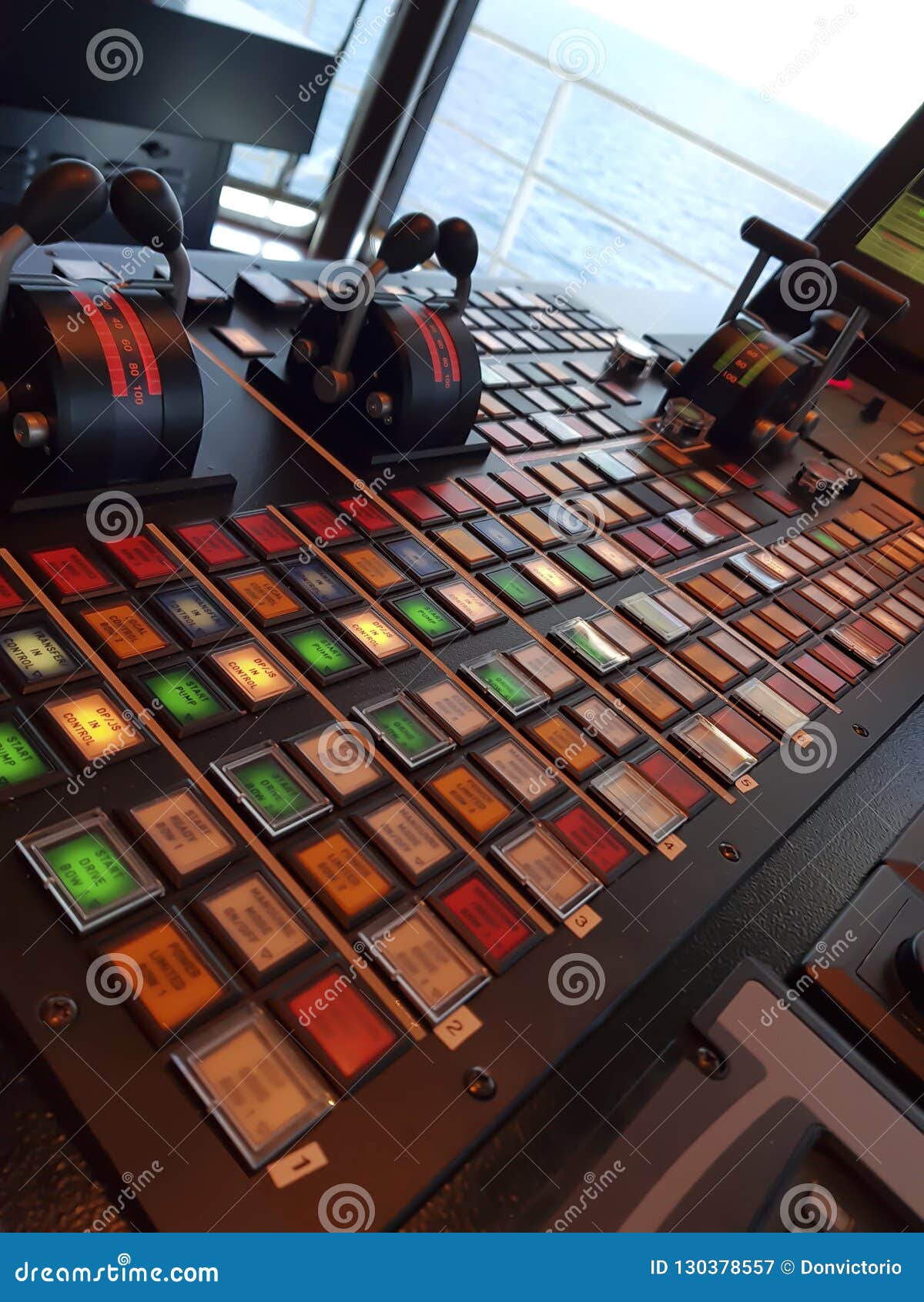 Close Up on Steering Controls and Control Panels in Wheelhouse I Stock ...