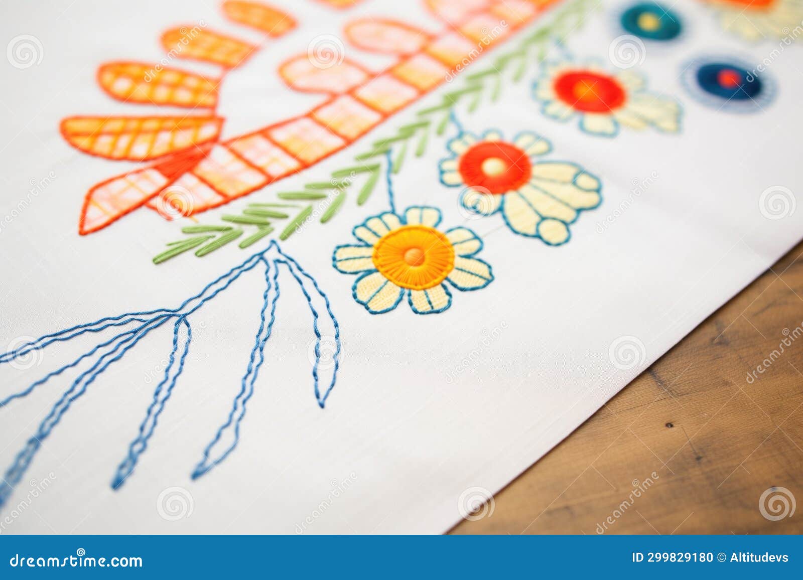 Close-up of Stem Stitch Used for Outlining a Design on Fabric Stock ...