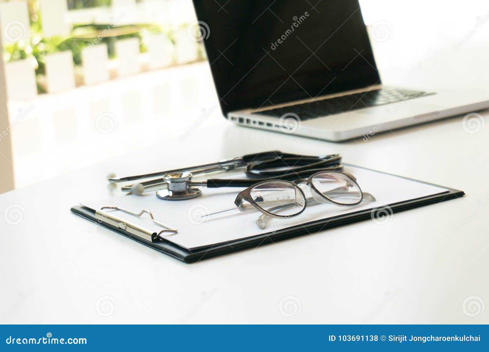 Close-up of Stethoscope, Paper, Laptop on Doctor Table. Selective Focus ...
