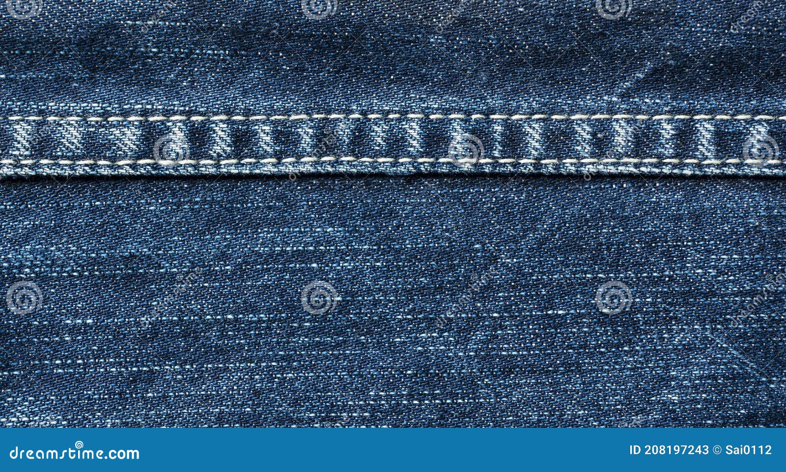 Close-up of Stitching on Blue Jeans Across the Screen Stock Image ...