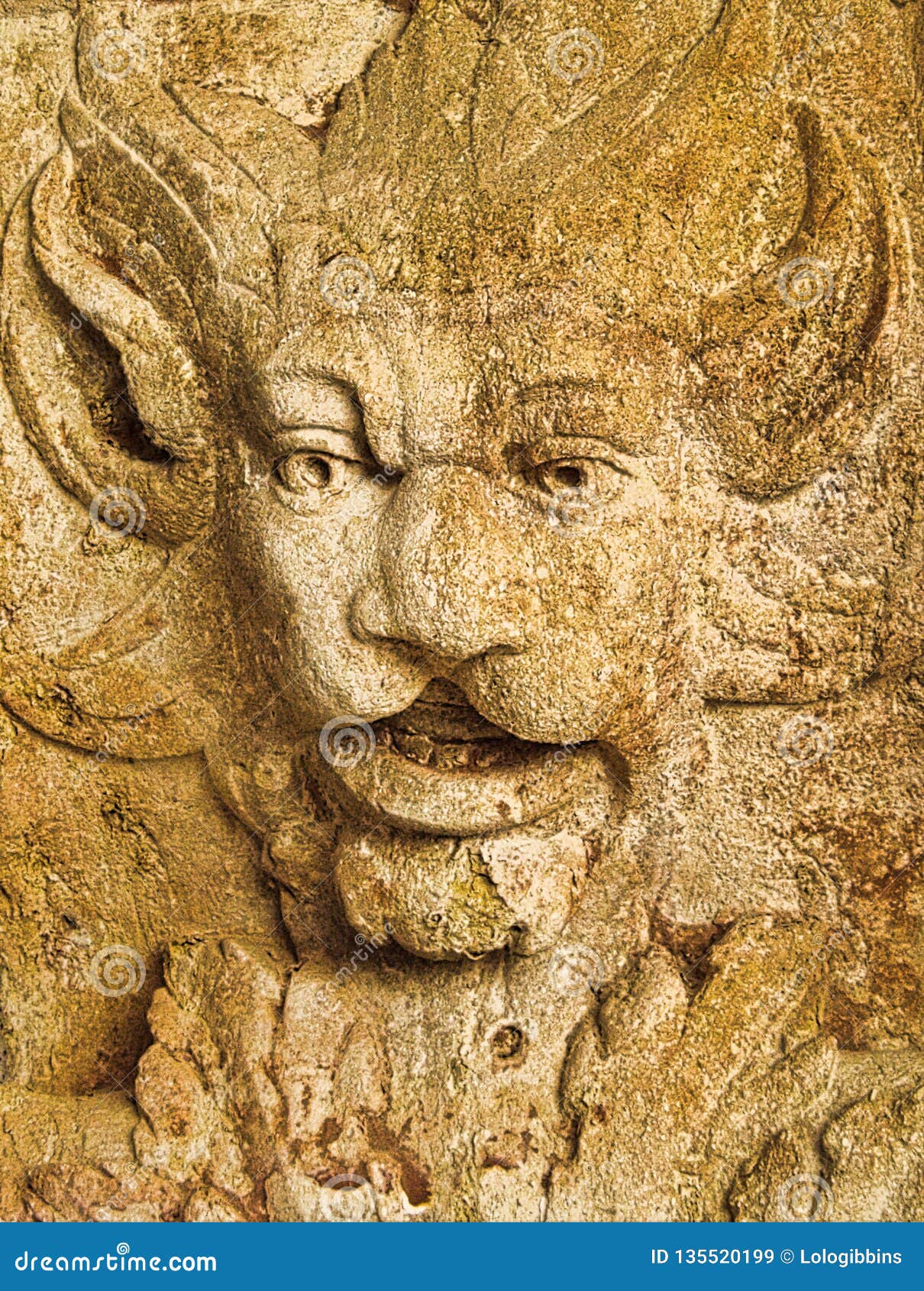 A Close Up of a Stone Grotesque Carved Face Stock Image - Image of ...