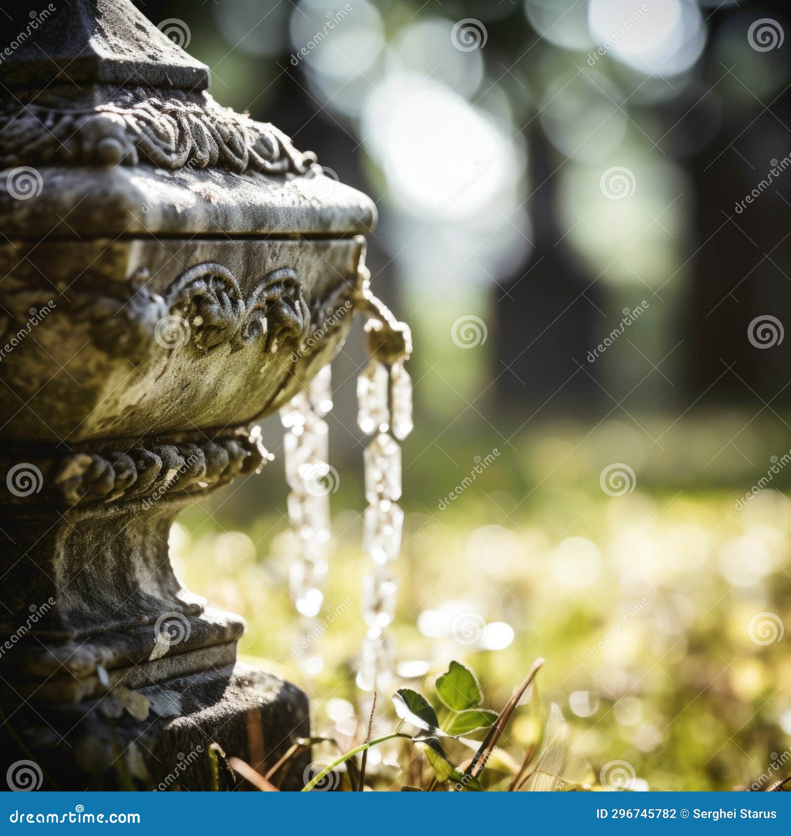A Close Up of a Stone Urn with Water Dripping from it, AI Stock ...
