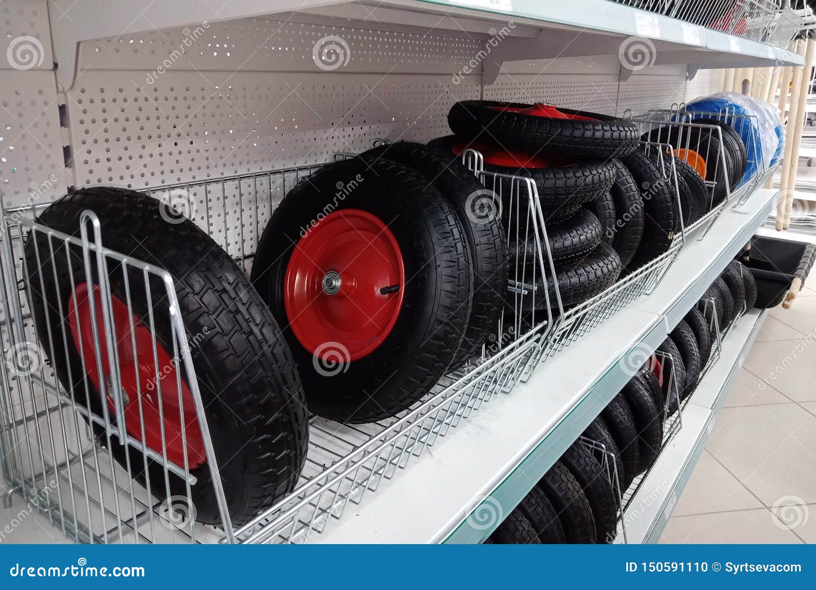 Close-up of a Store Window with Wheels Stock Photo - Image of ...