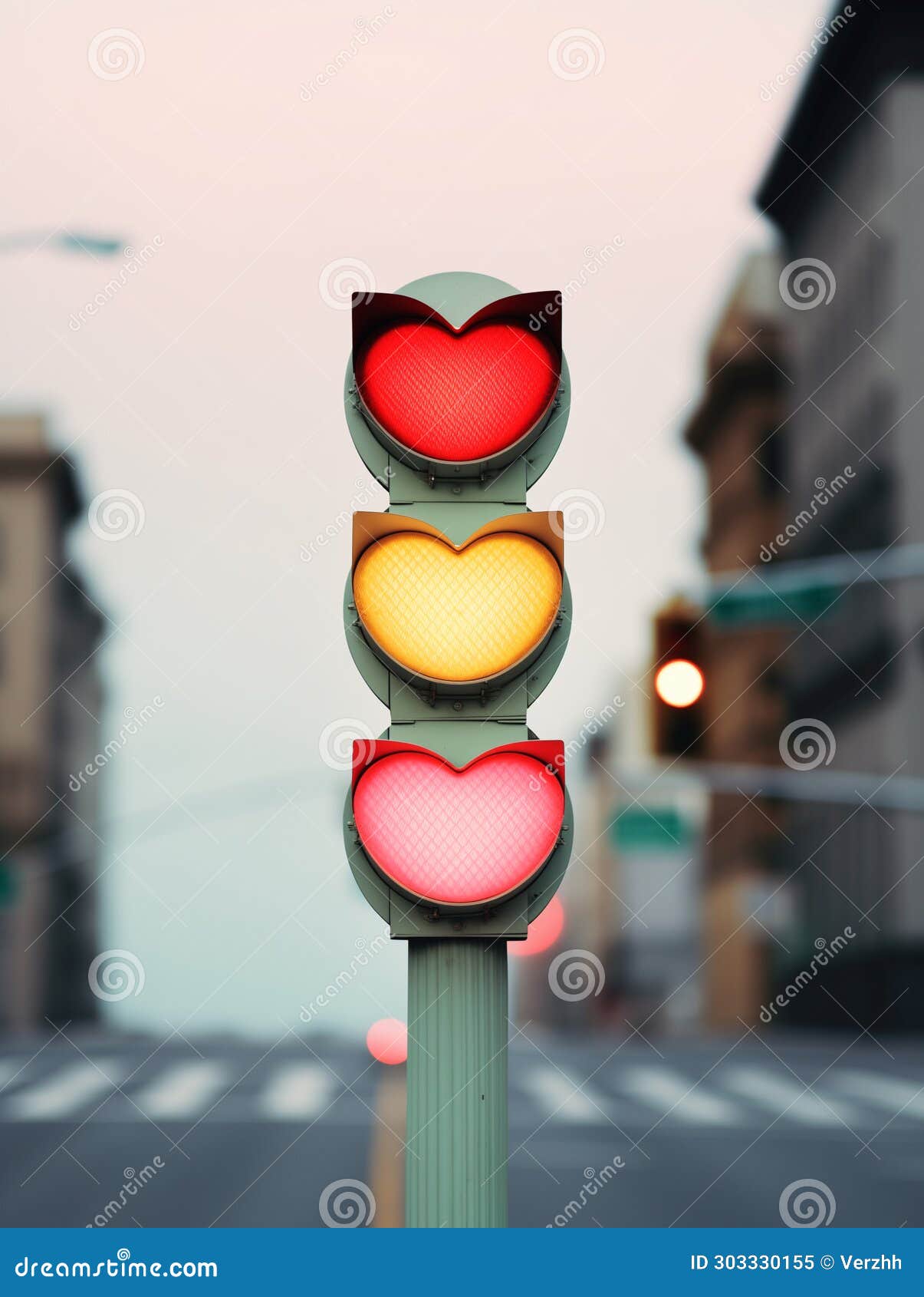 Close-up Street Traffic Light with Heart Shaped Stock Image - Image of ...
