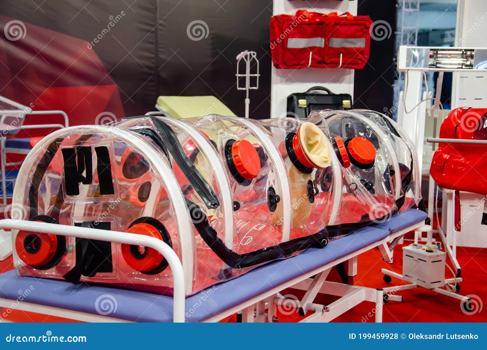 Close-up of Stretcher Isolation Chamber Stock Photo - Image of covid ...