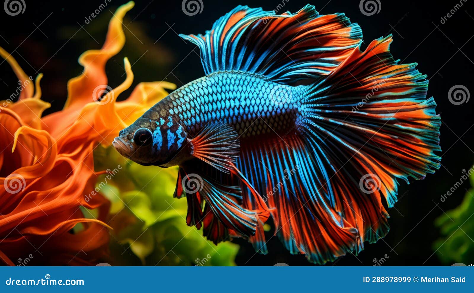 Close-up of a Striking Betta Fish Displaying Vibrant Colors and ...