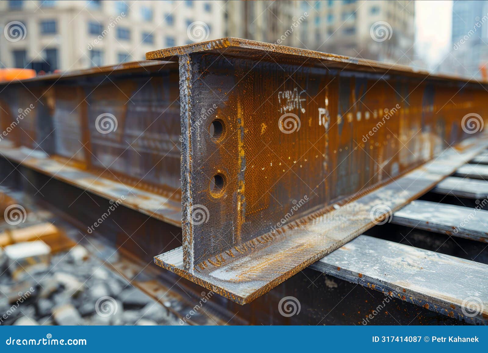 Close-up of Structural Steel Beams in a Construction Site for a Modern ...