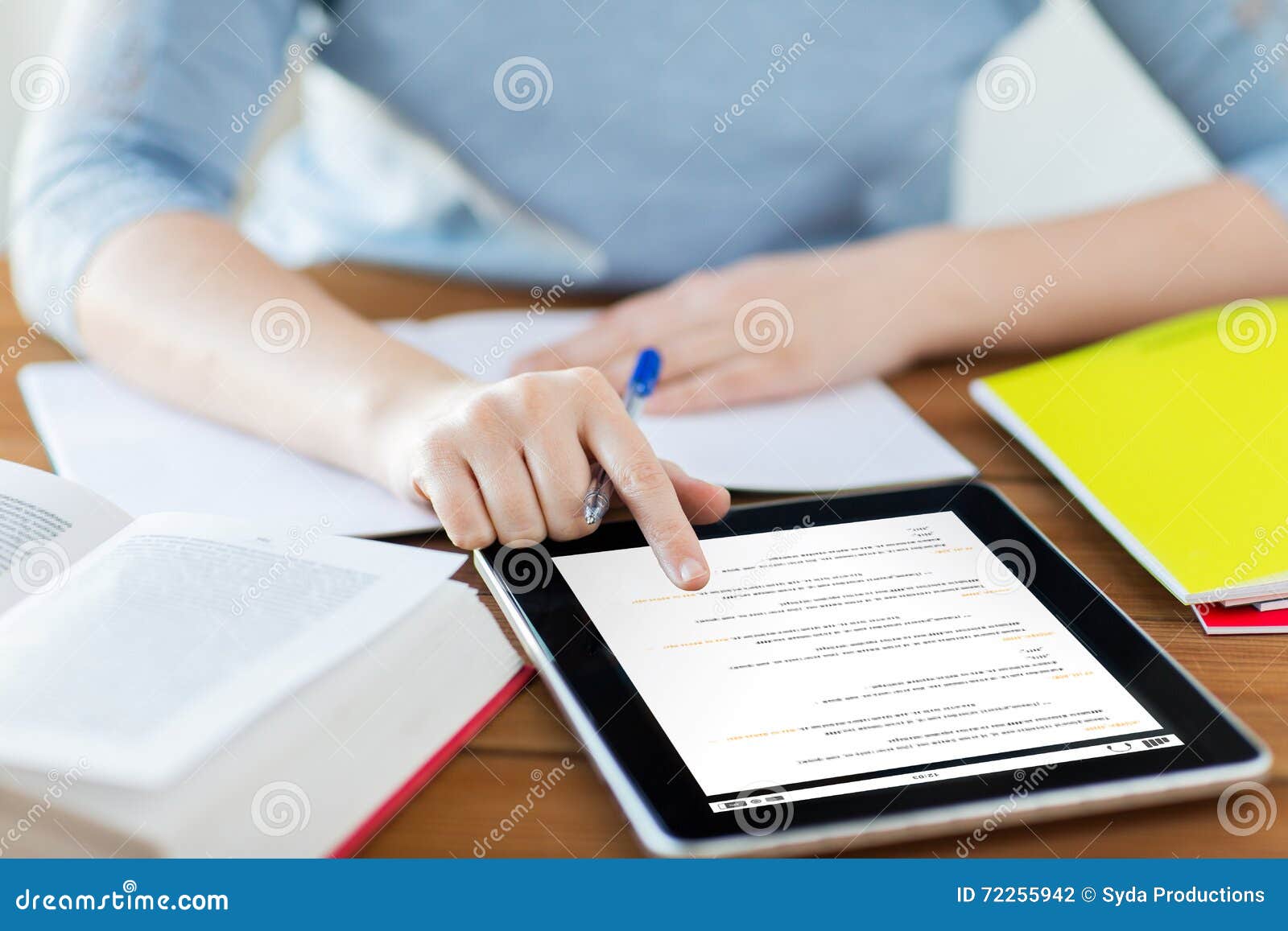 Close Up of Student with Coding on Tablet Pc Stock Photo - Image of ...