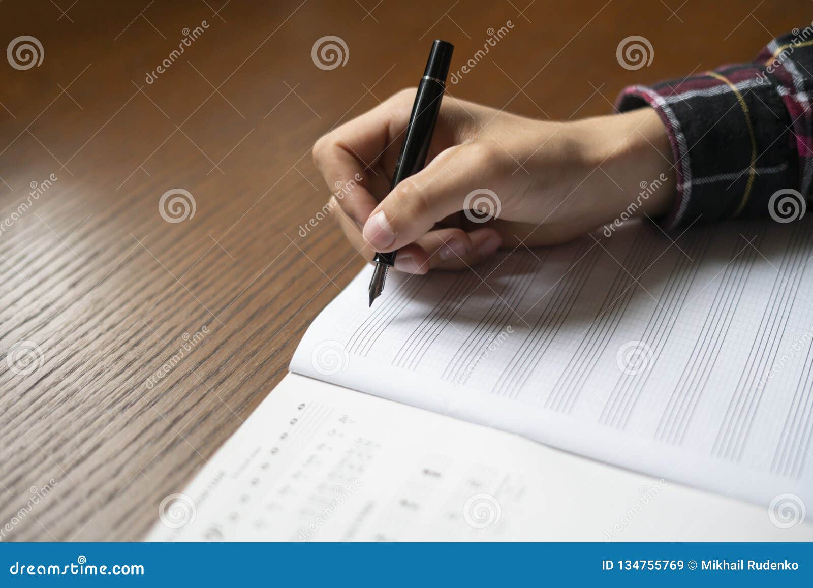 Close Up Student Hands Write Down Music Notes on Class in School F ...