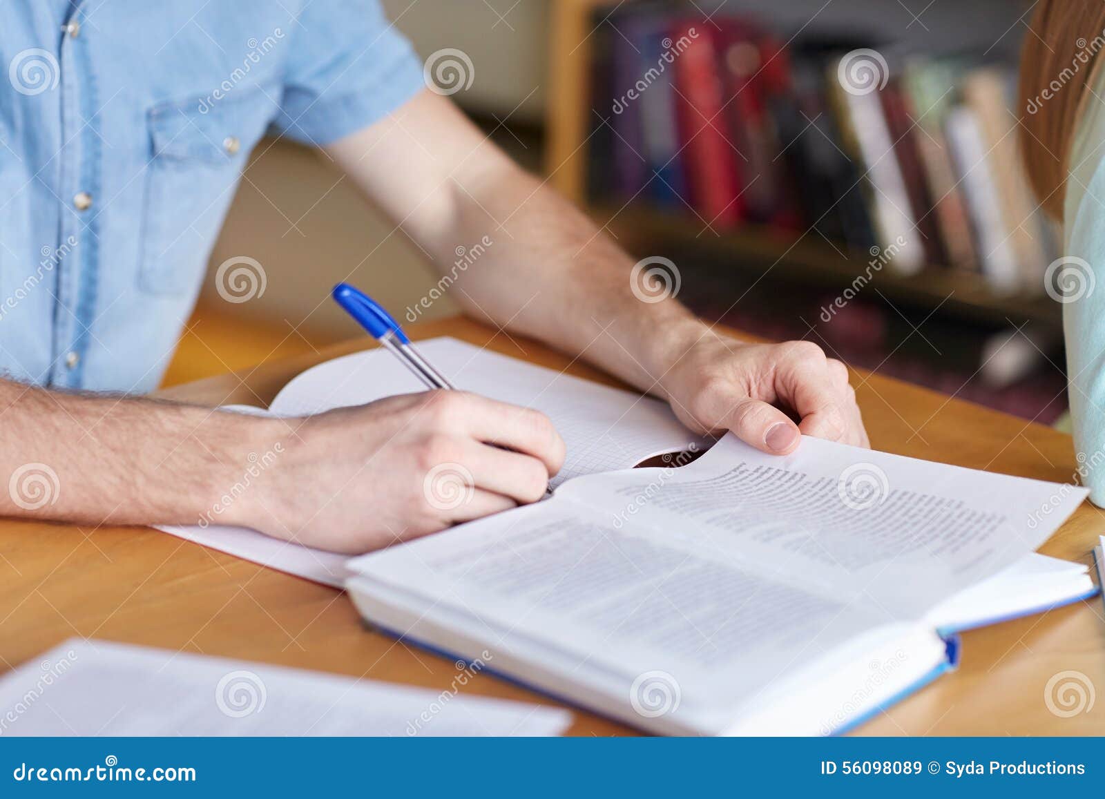 Close Up of Student Hands Writing To Notebook Stock Image - Image of ...