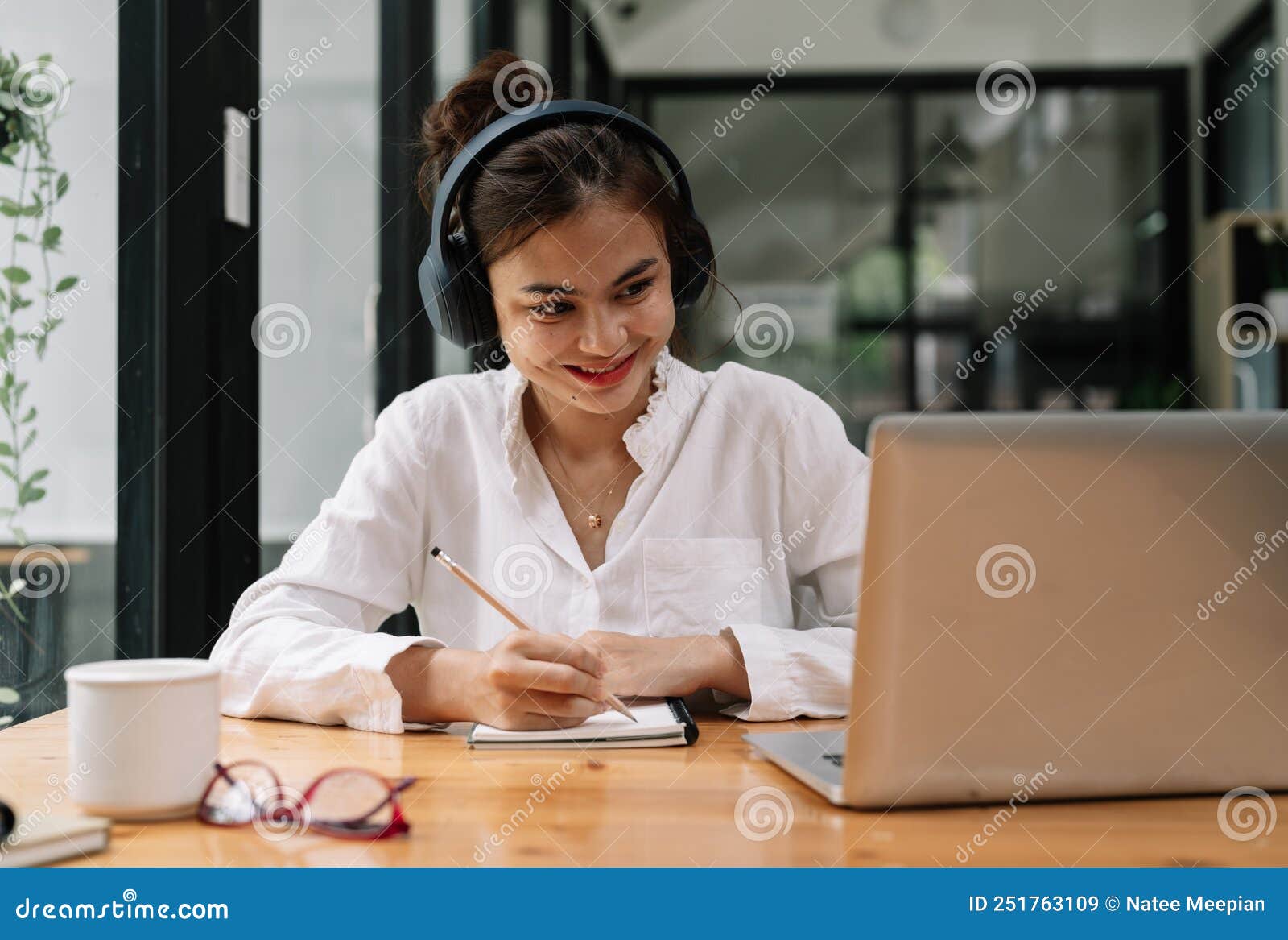 Close Up of Student Learning Online Class by Using Laptop Computer and ...