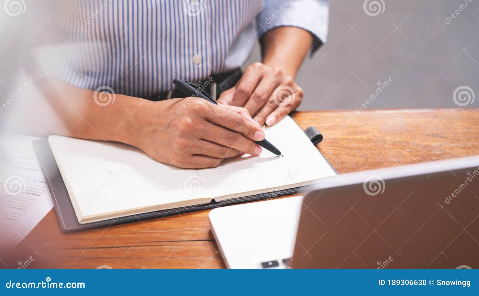 Close Up of Student Learning Online Class by Using Laptop Computer and ...