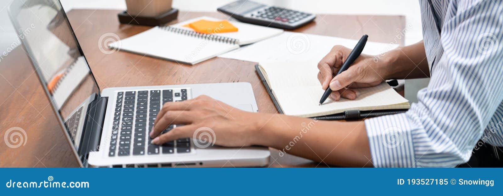 Close Up of Student Learning Online Class by Using Laptop Computer and ...