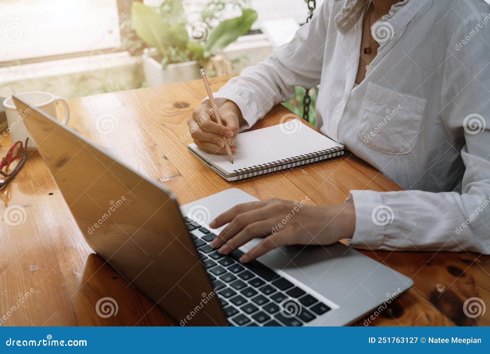 Close Up of Student Learning Online Class by Using Laptop Computer and ...