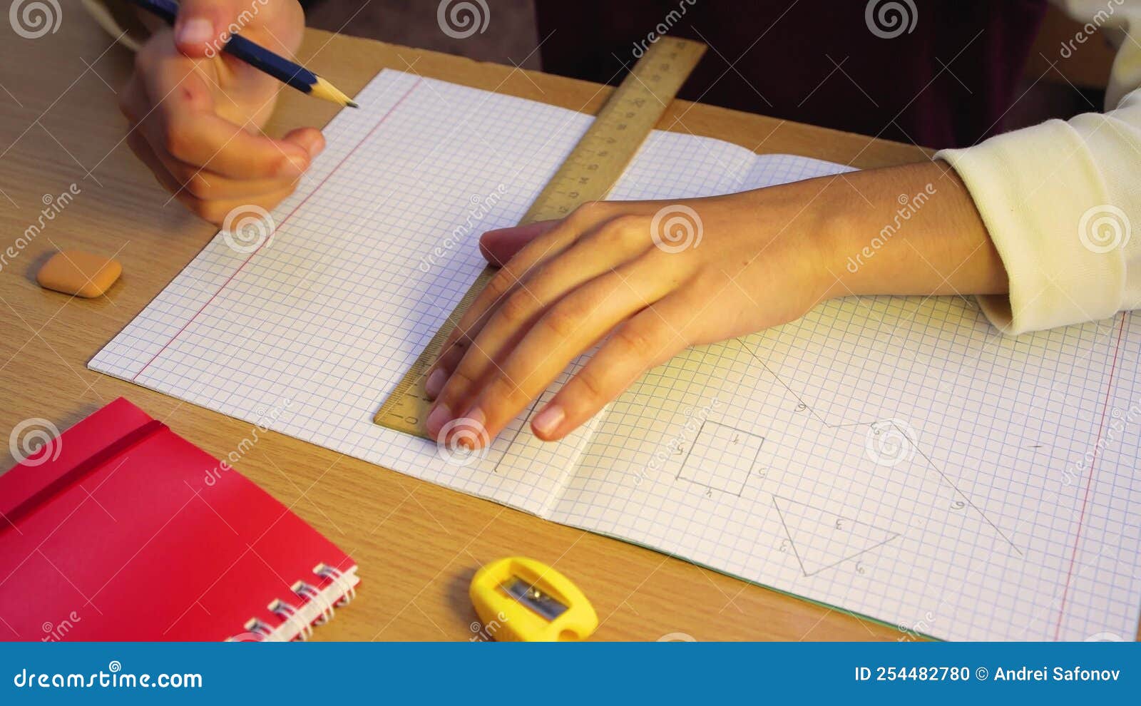 Close-up of a Student S Hand Drawing a Geometric Figure Using a Ruler ...