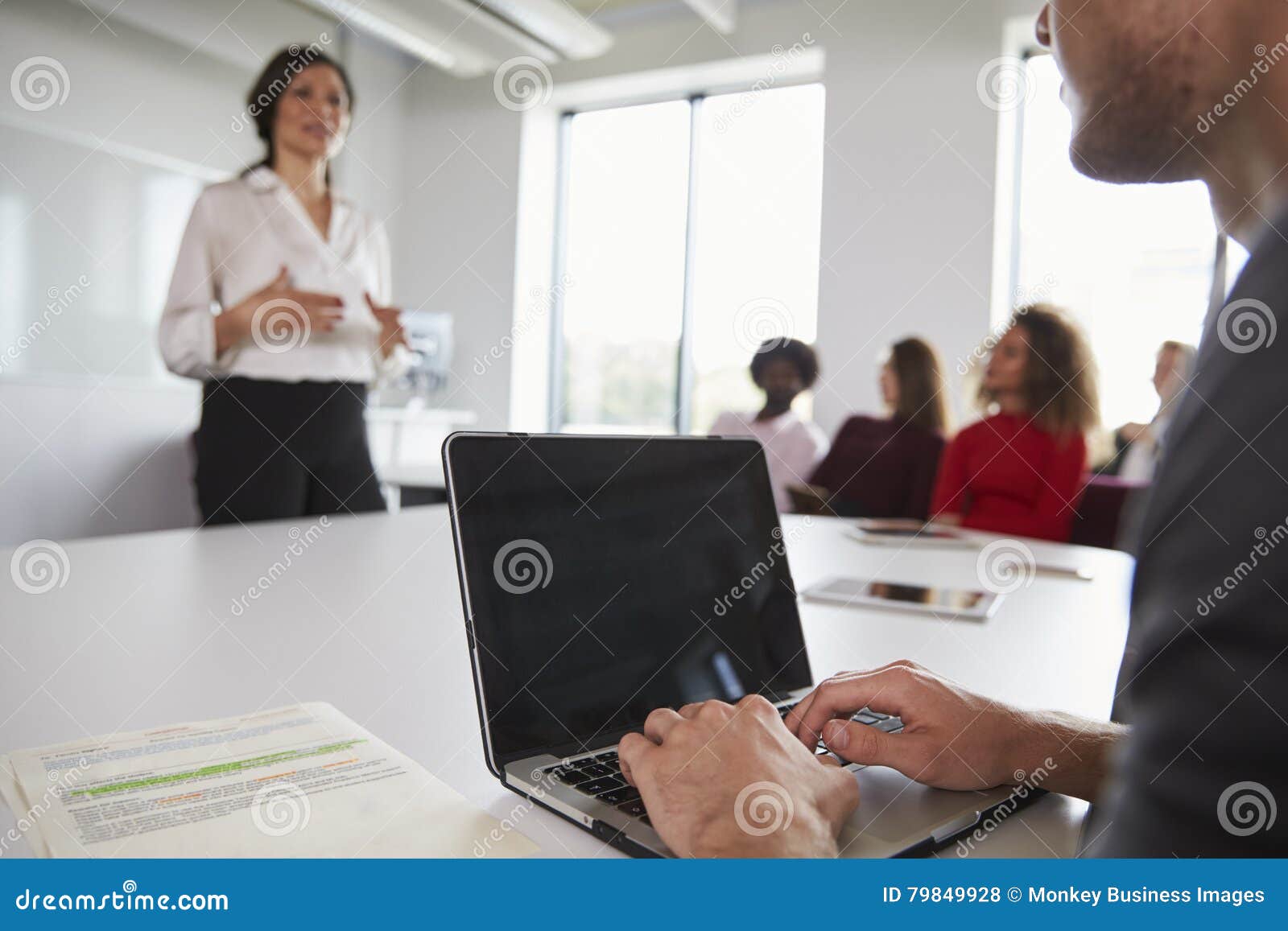 Close Up of Student Using Laptop in Lecture Stock Photo - Image of ...