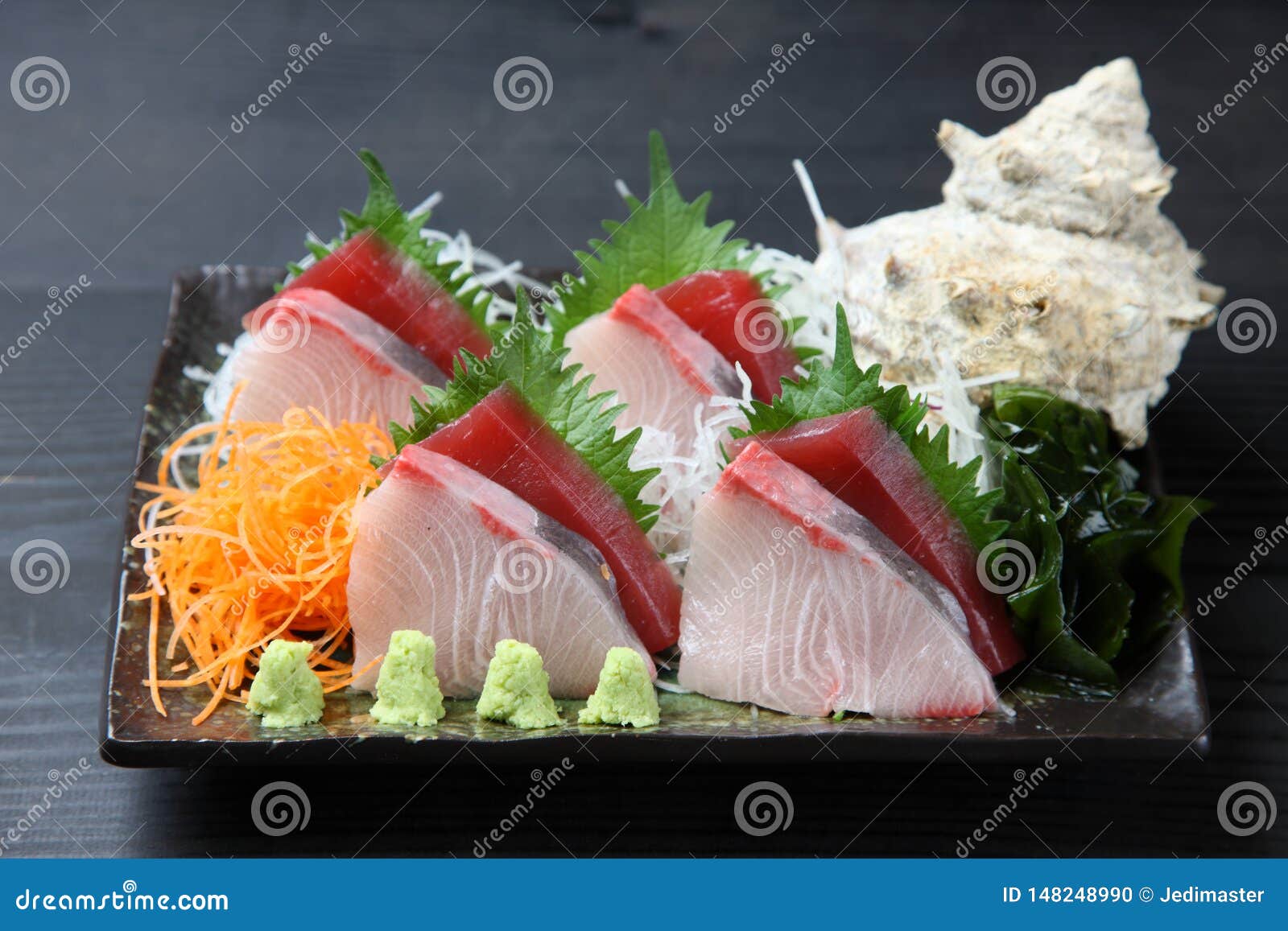 Fresh Sashimi Combo Plate on a Dining Table Stock Photo - Image of ...