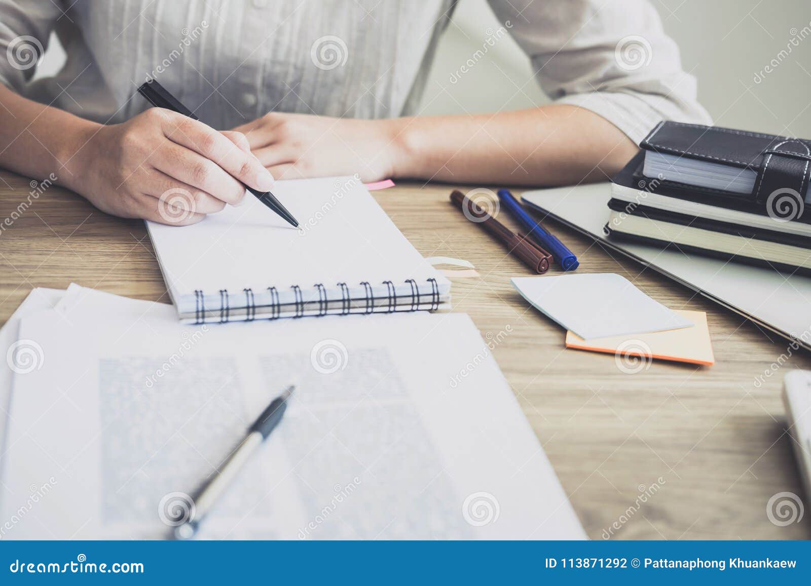 Close Up of Studying Student Hands Writing in Book during Lecture ...